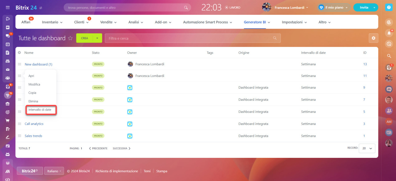 Configurazione di Generatore BI